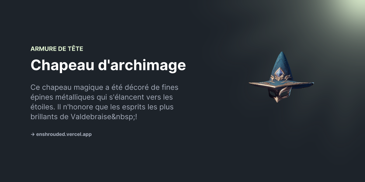 Chapeau d'archimage | Base de données Enshrouded