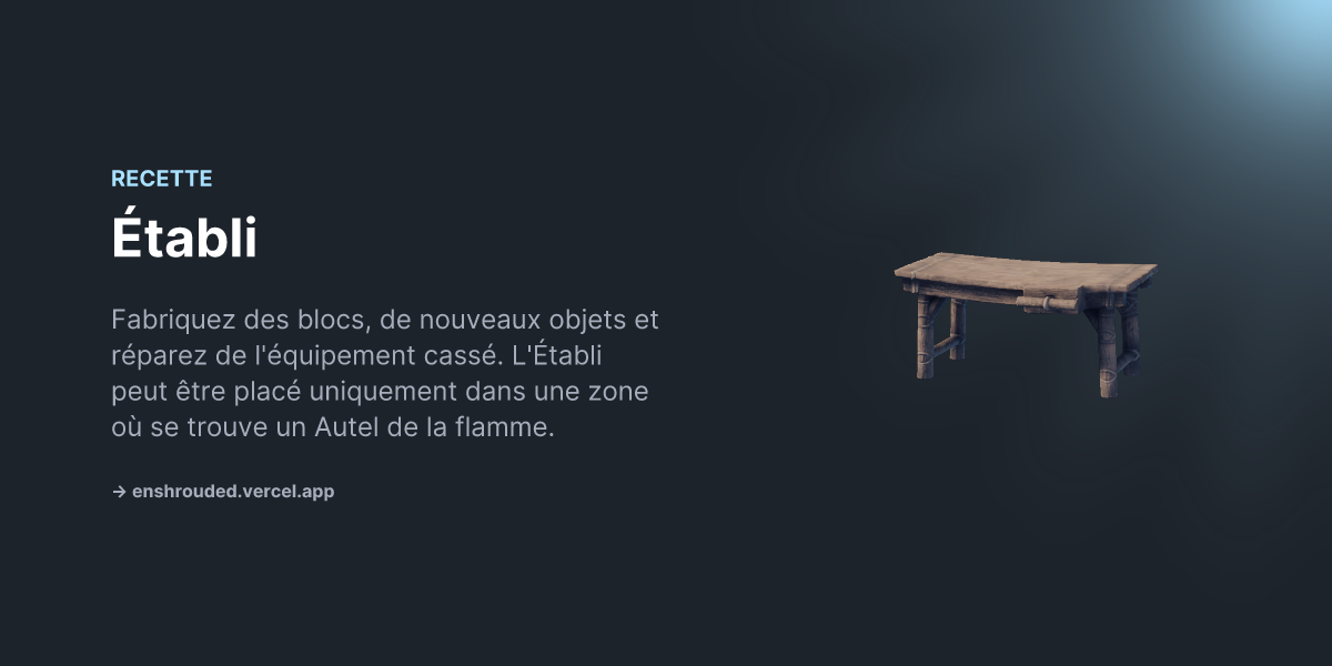 Recette : Établi | Base de données Enshrouded